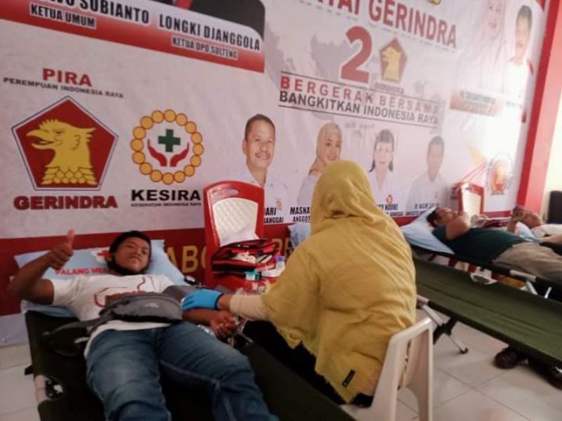 DPC Gerindra Banggai Gelar Donor Darah, Gandeng Sayap Ikut Berkontribusi